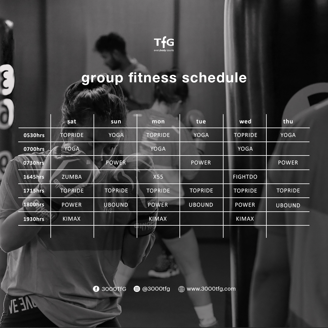 group exercise timetable – TfG